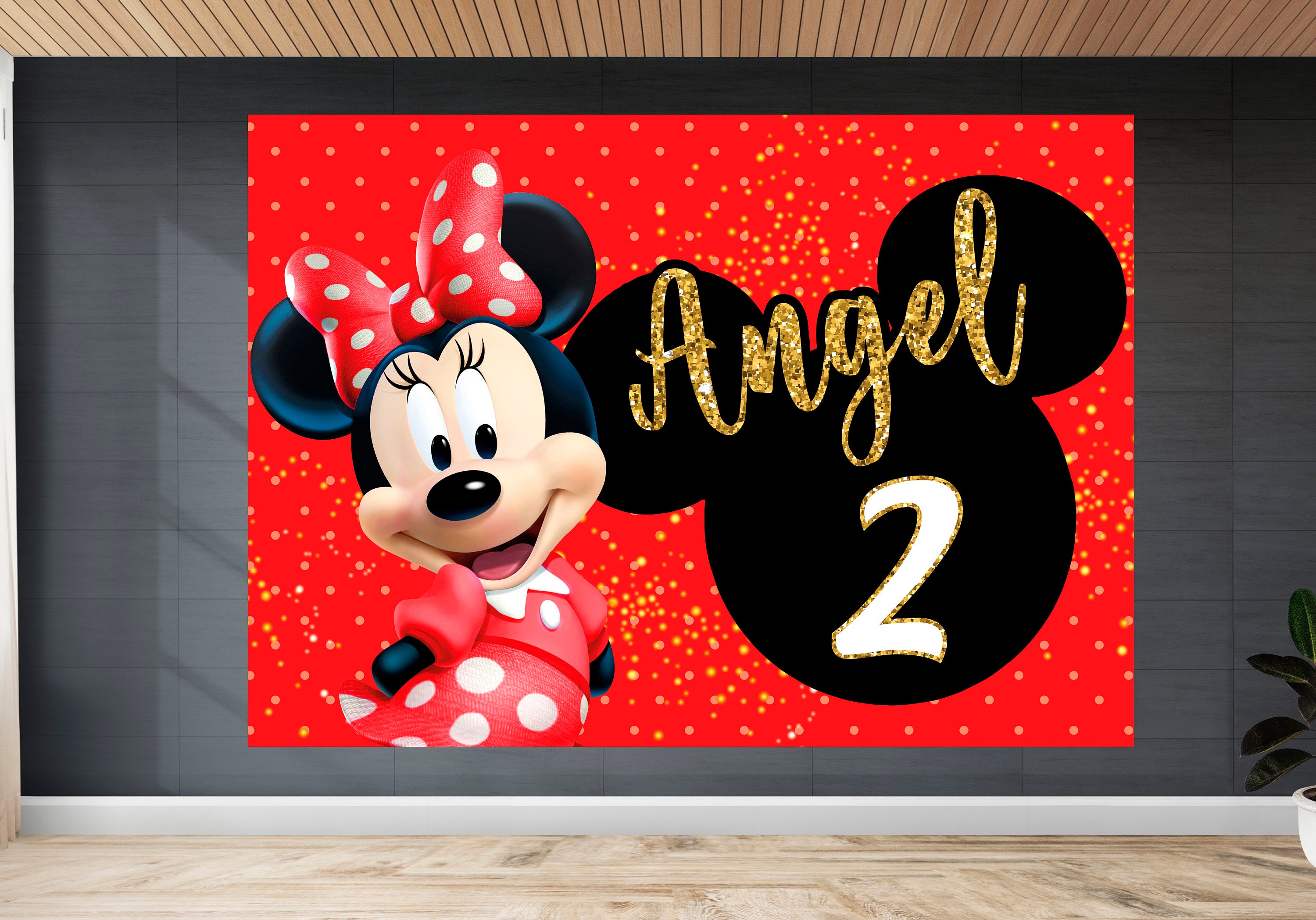 Minnie Mouse Birthday Backdrop, Minnie Mouse Decoration,pink Minnie ...