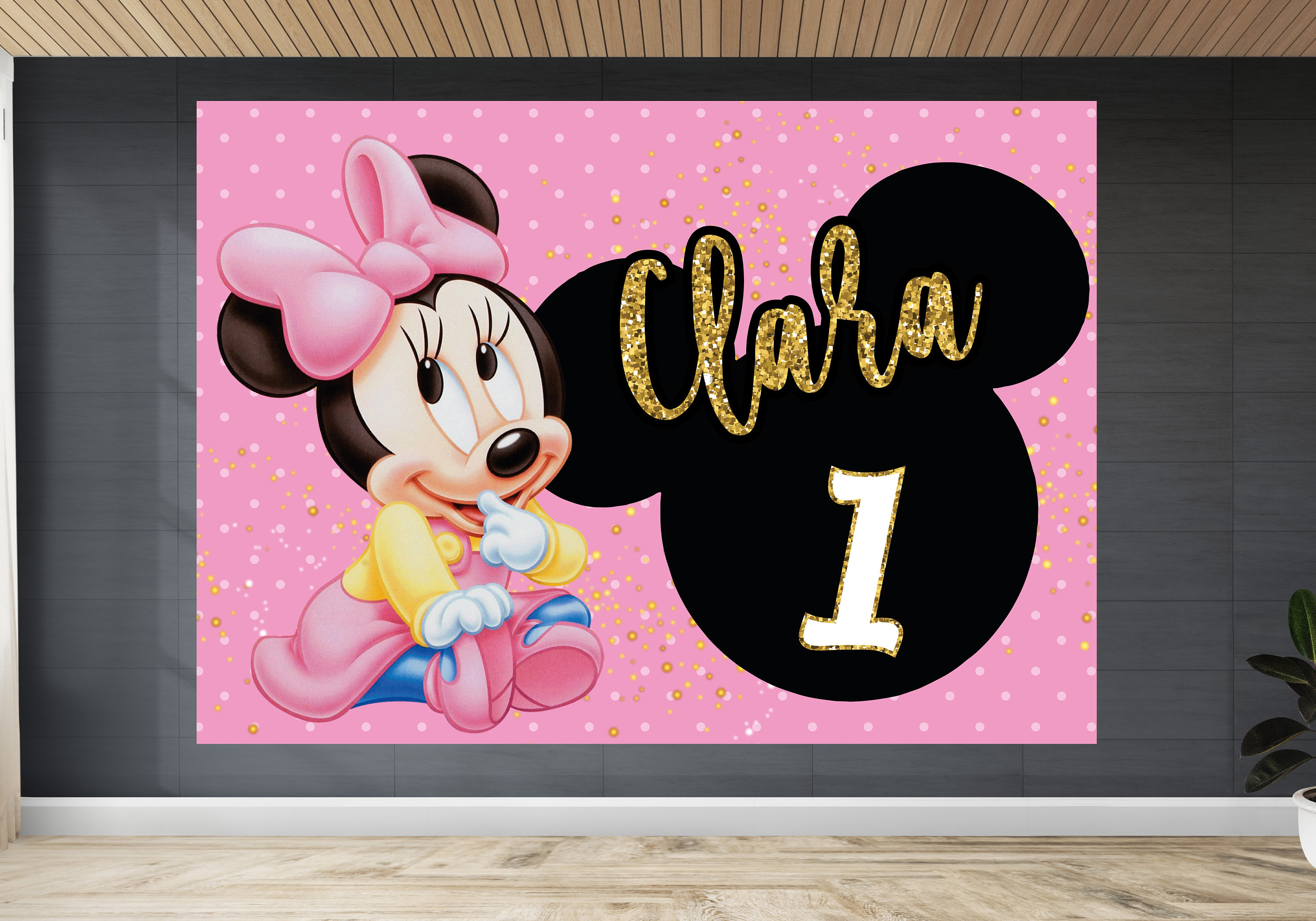 Baby Minnie Mouse Birthday Backdrop, Minnie Mouse Decoration,baby ...