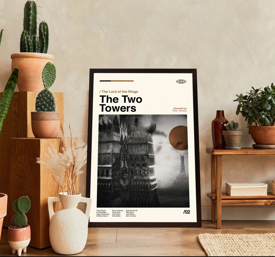 The Two Towers Poster, the Lord of the Rings Poster, Midcentury Art ...