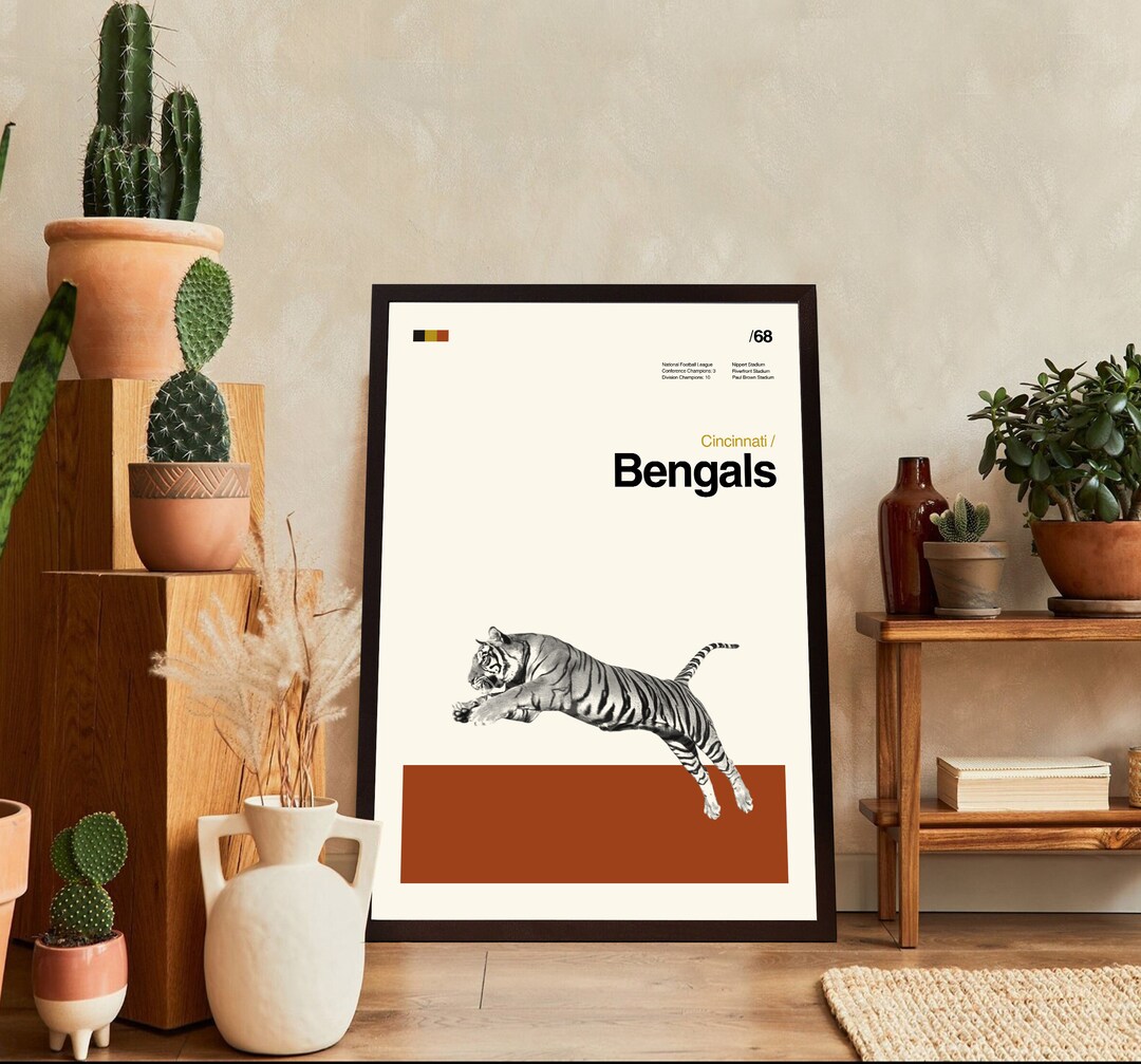Bengals Poster, Bengals Print, Cincinnati Poster, Retro Poster, Sport ...