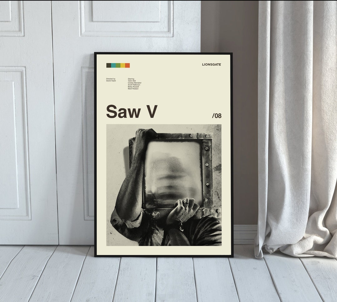 Saw V Poster, Saw V Filmplakat, David Hackl, Filmplakat, Retro-Filmplakat, Midcentury-Kunst ...