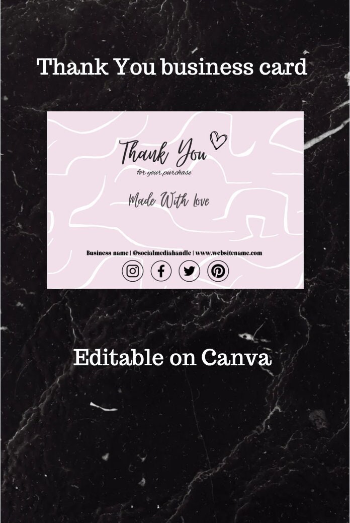 Printable Thank You Business Card Template 5.5x4.25 Inches - Etsy
