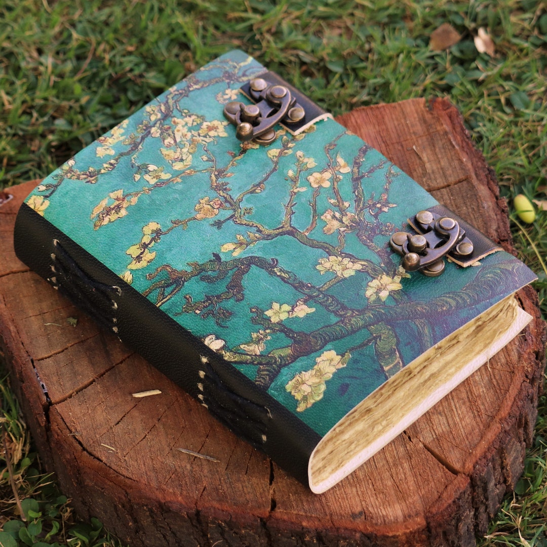 Leather Journal Handmade Floral Blossom Van Gogh Blossoming Trees ...