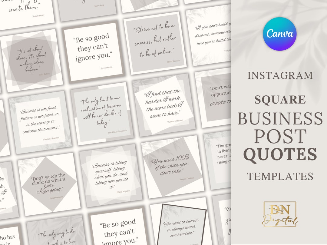 Instagram Square Business Post Quotes Templates Neutral Colors Canva ...