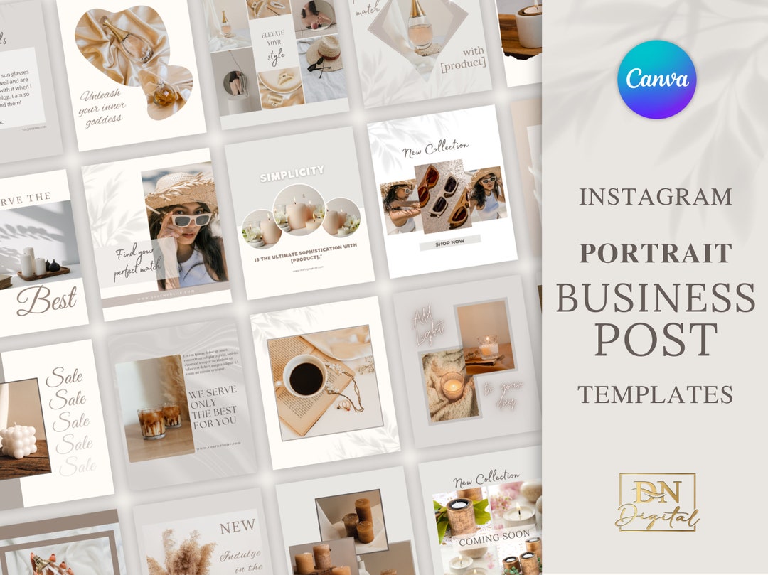 Instagram Portrait Post Templates Neutral Collors Canva Template ...