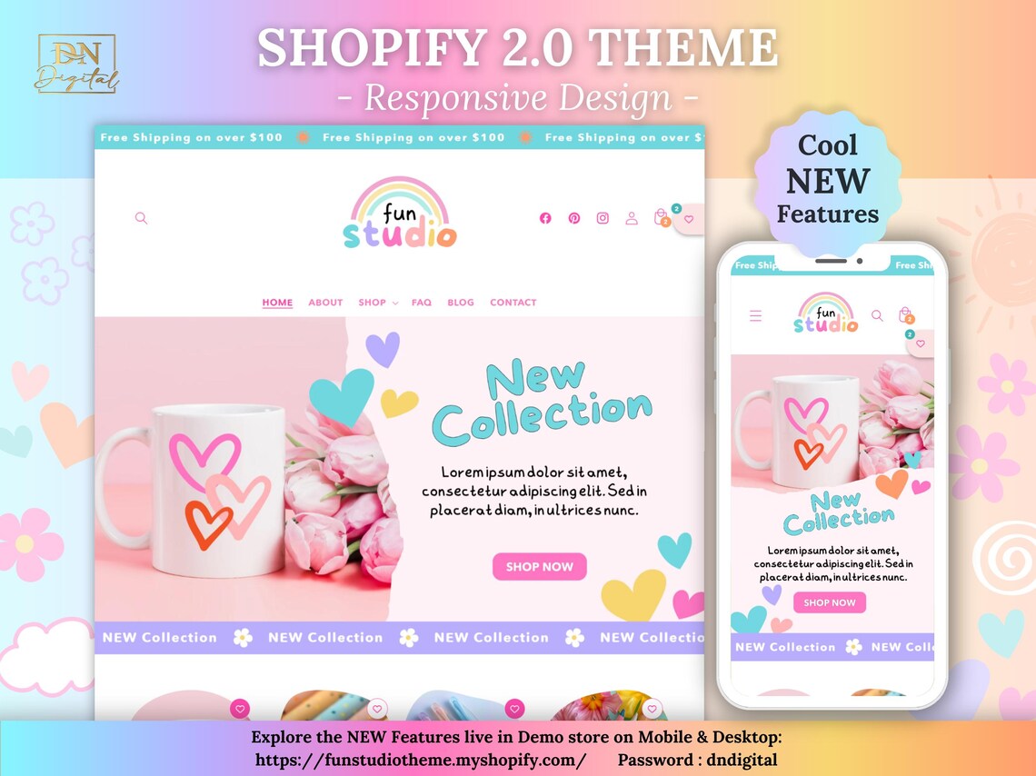 Premium Rainbow Shopify 2.0 Theme Template • Playful Website Template •mega Responsive Design ...