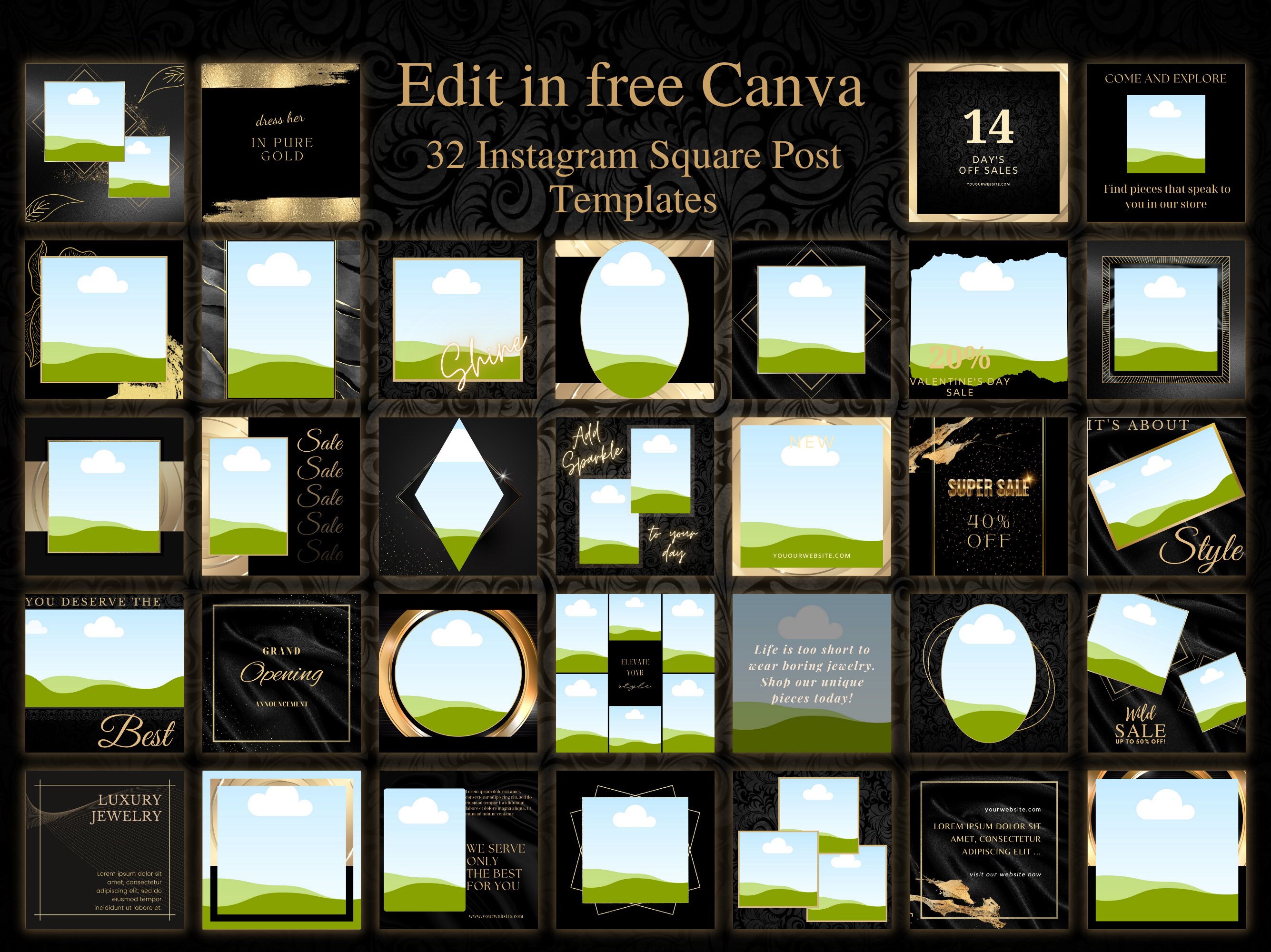 Luxury Instagram Posts Templates Square and Portrait Size - Etsy