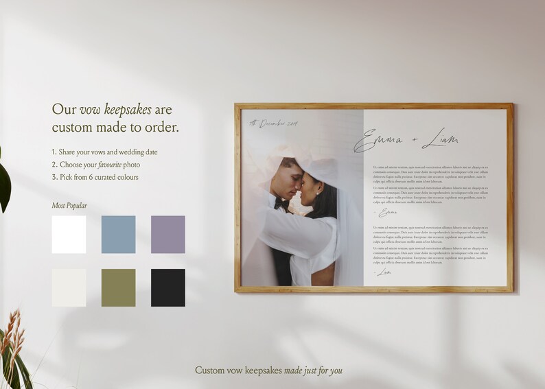 Wedding Vows Print First Anniversary Gift for Couple Vow Print Wedding ...