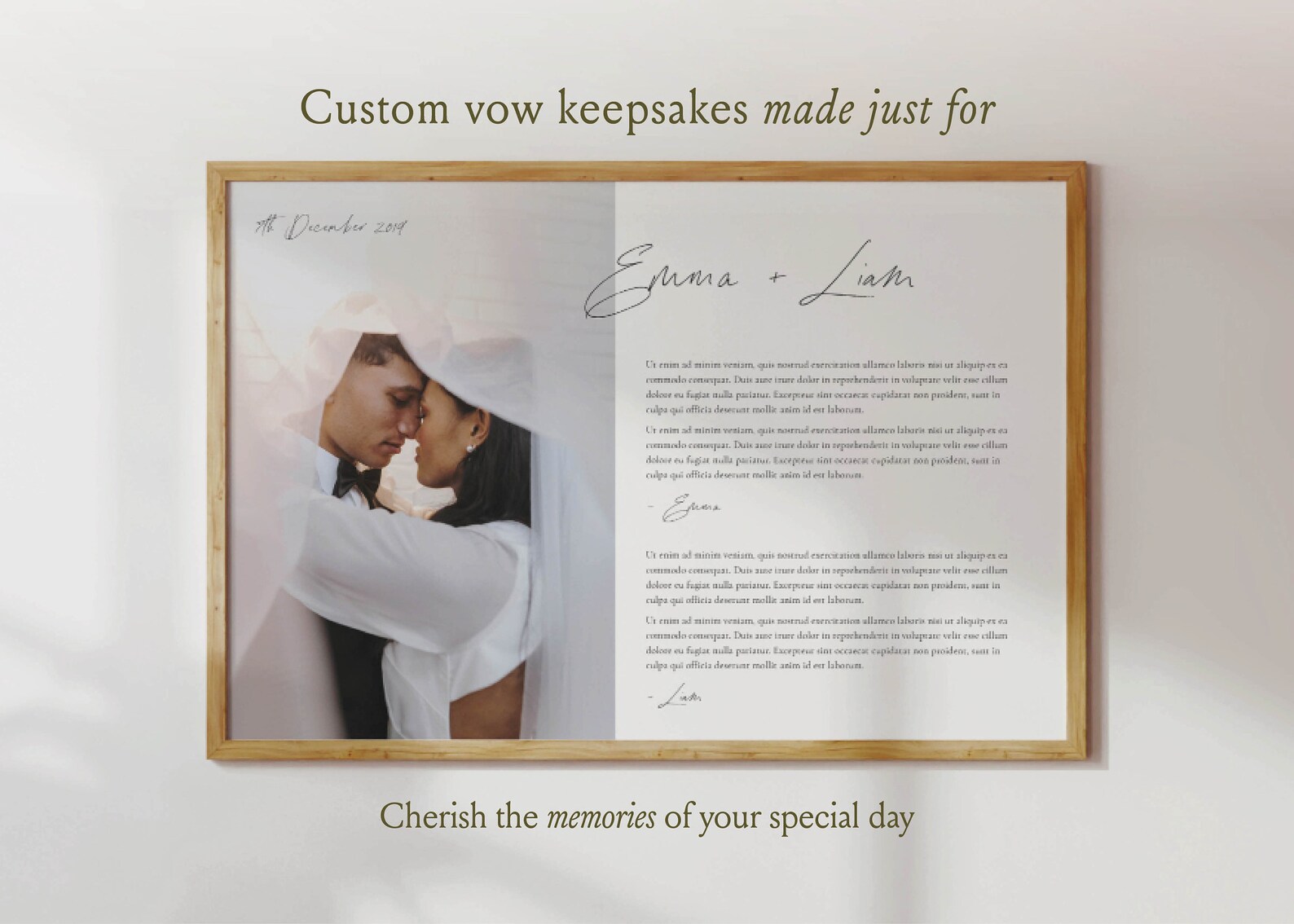Wedding Vows Print First Anniversary Gift for Couple Vow Print Wedding ...
