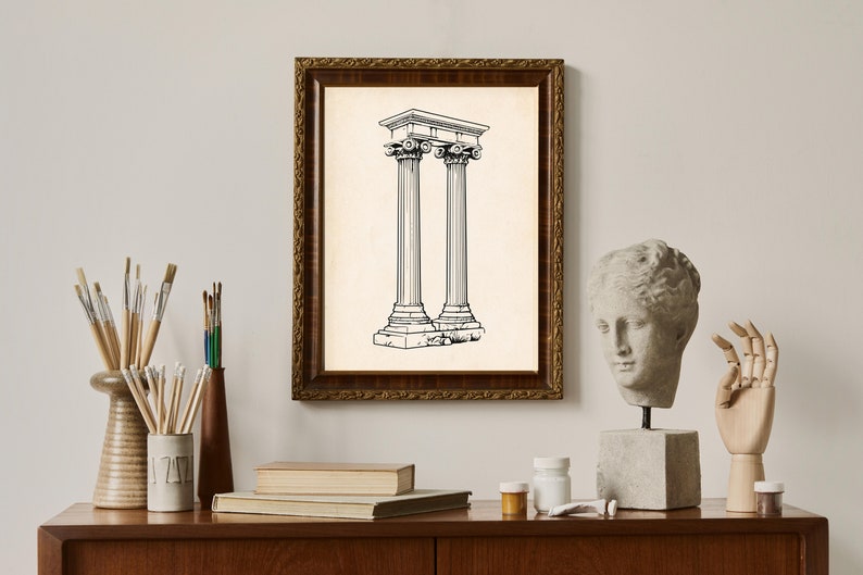 Ancient Greek Architecture Drawing Prints: Column Sketch Art (set of 5 ...