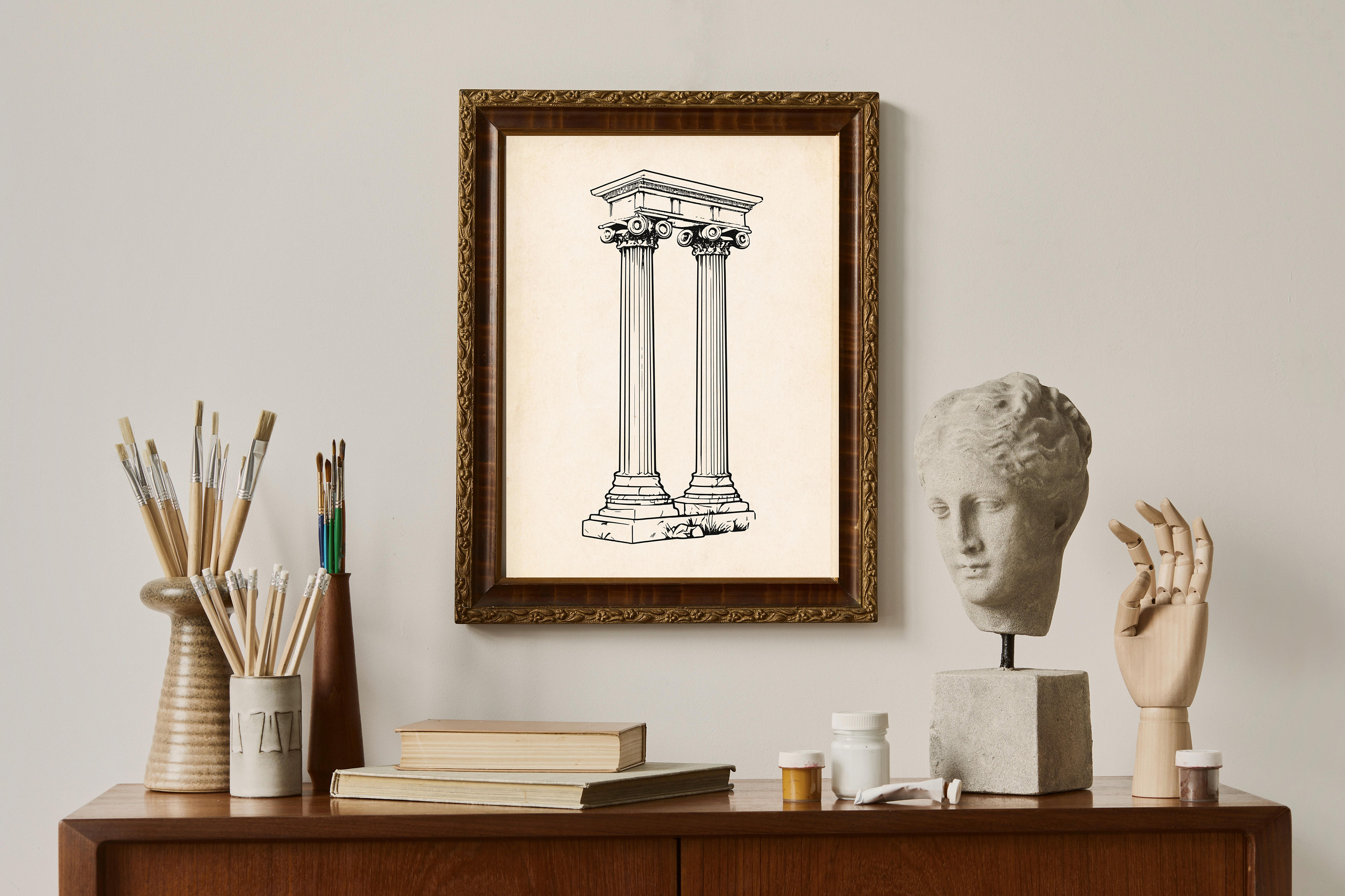 Ancient Greek Architecture Drawing Prints: Column Sketch Art (set of 5 ...