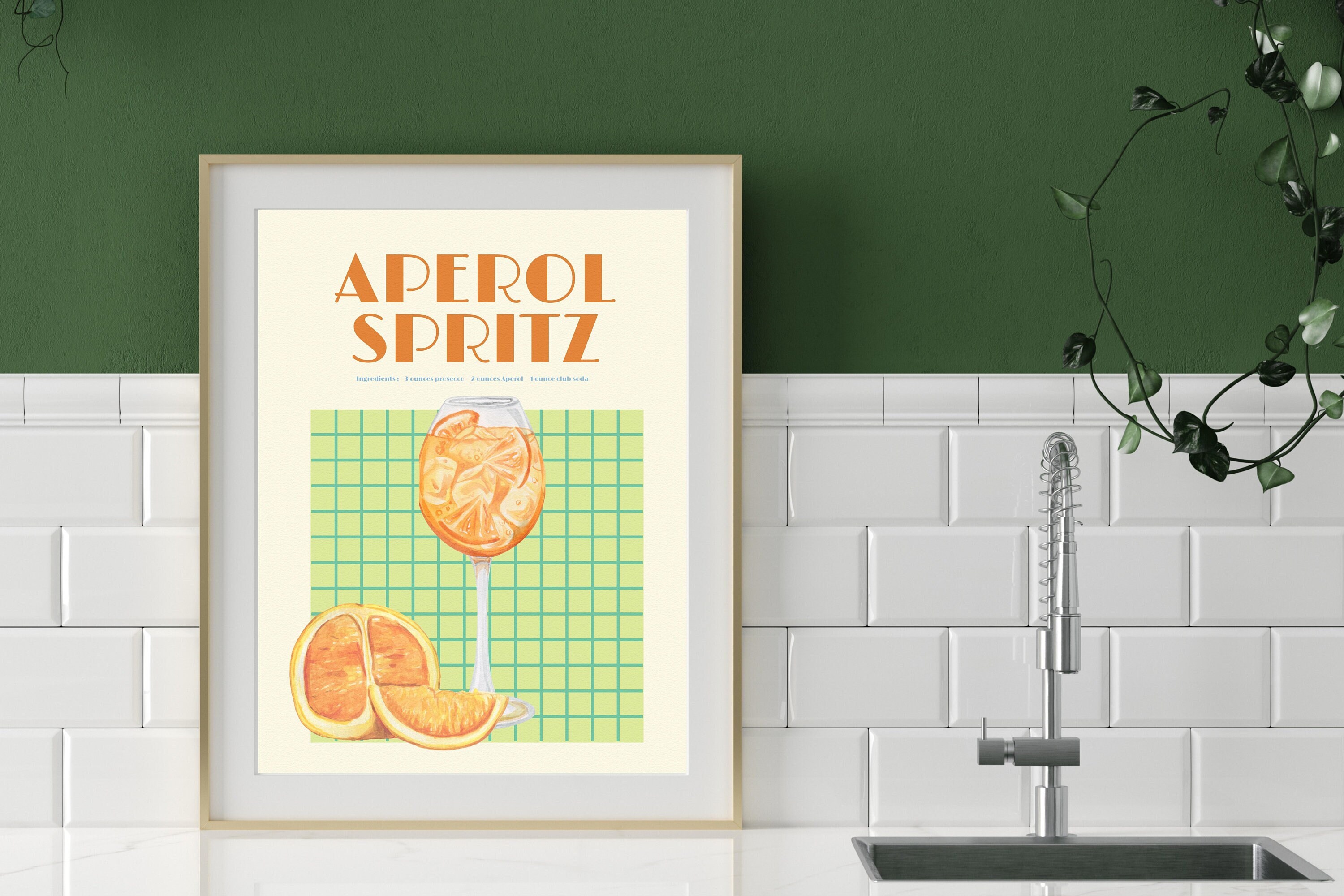 Watercolor Aperol Spritz Bar Cart Art aperol Spritz Printable - Etsy