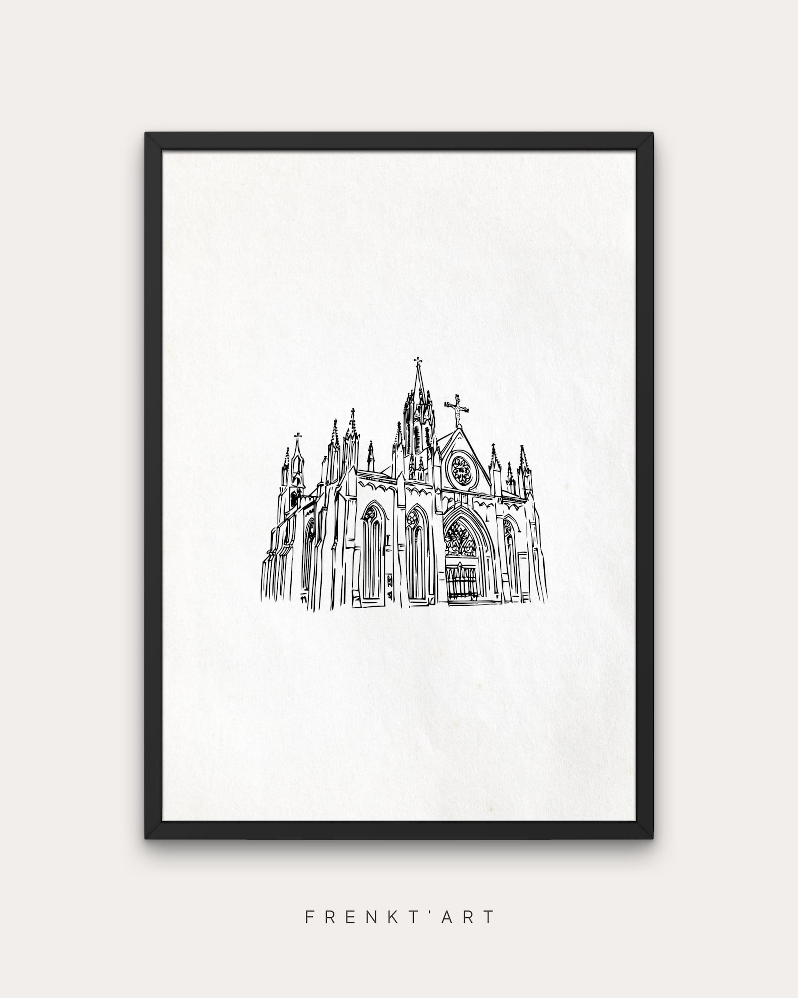 Printable Gothic Cathedral Architecture Line Art Sketches Sets of 13 ...
