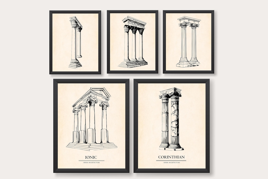 Ancient Greek Architecture Drawing Set of 5 Ancient Columns - Etsy
