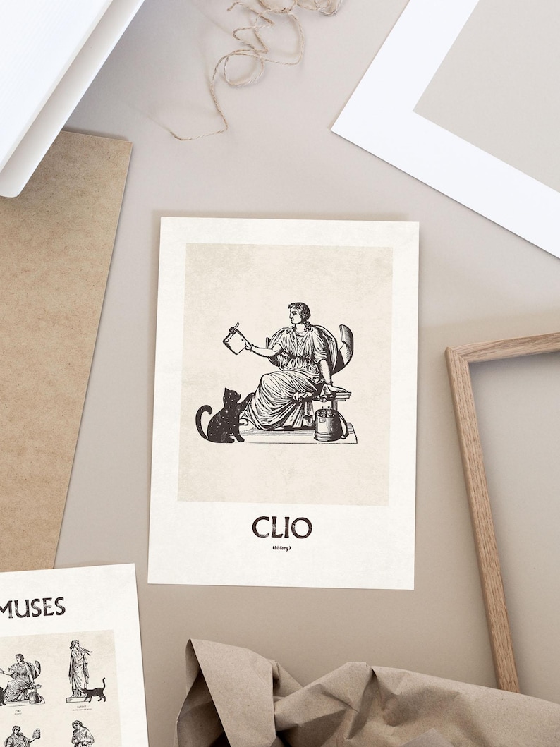 Clio Muse Poster: Greek Mythology Art With Mystic Cat (digital Download ...