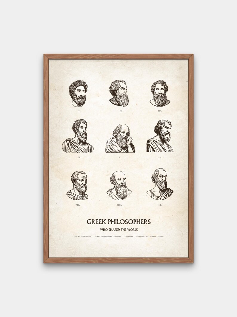 Ancient Greek Philosophers Poster | Illustration of Famous Greek ...