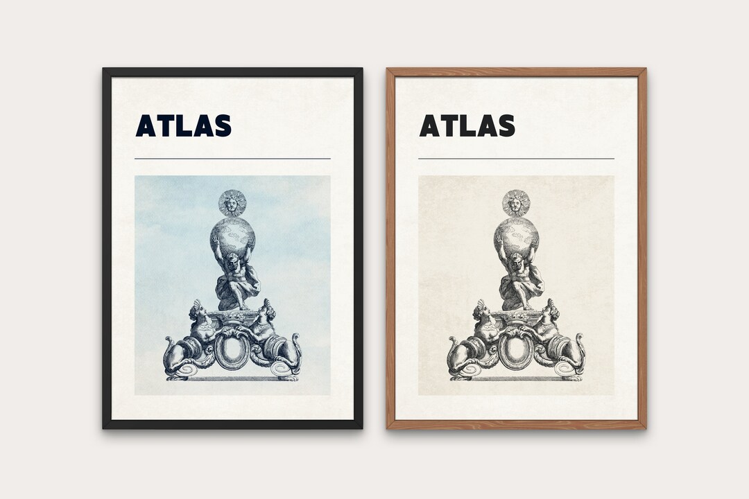 Titan Atlas Poster Ancient Greek Mythology With 2 Different Versions ...