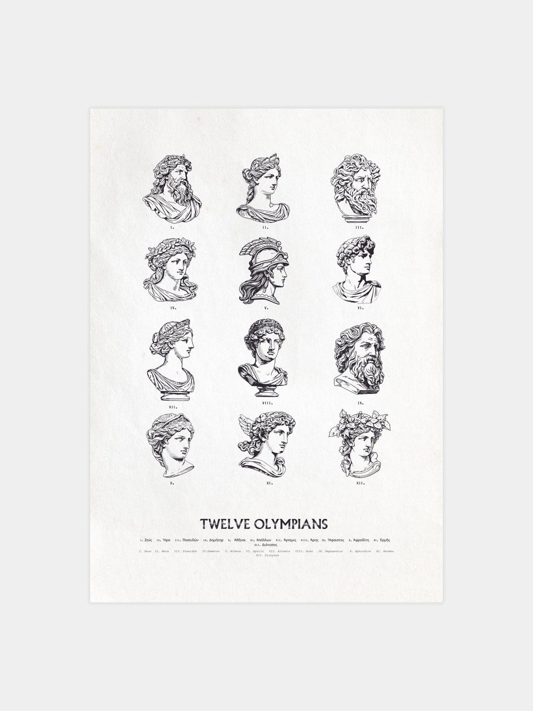 Greek Mythology Poster Gods and Goddesses | Twelve Olympians of Greek ...