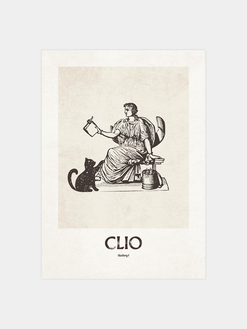 Clio Muse Poster: Greek Mythology Art With Mystic Cat (digital Download ...