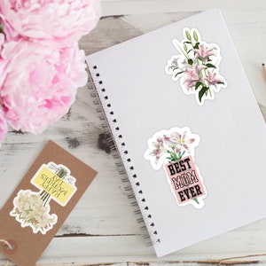 Mother's Day Printable Sticker PNG | Lily Flower Printable Sticker Set ...