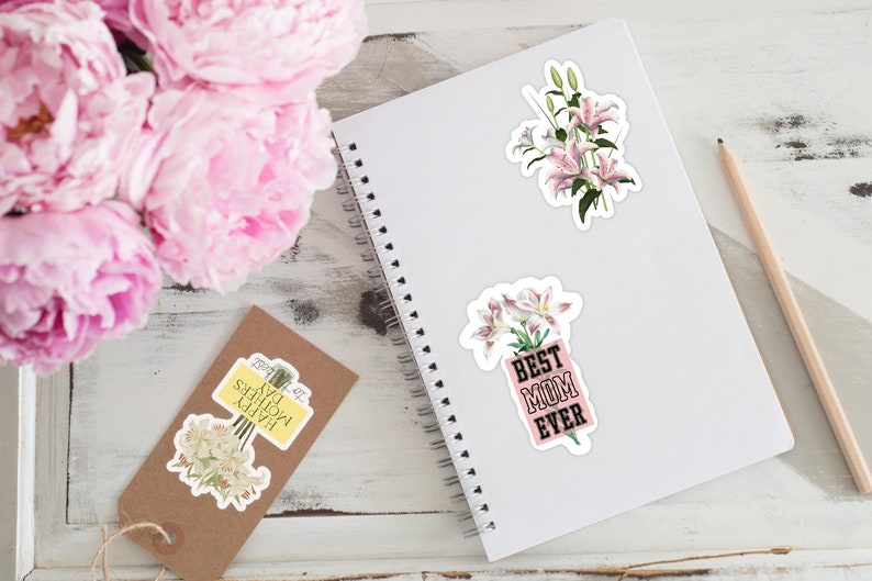 Mother's Day Printable Sticker PNG Lily Flower Printable - Etsy