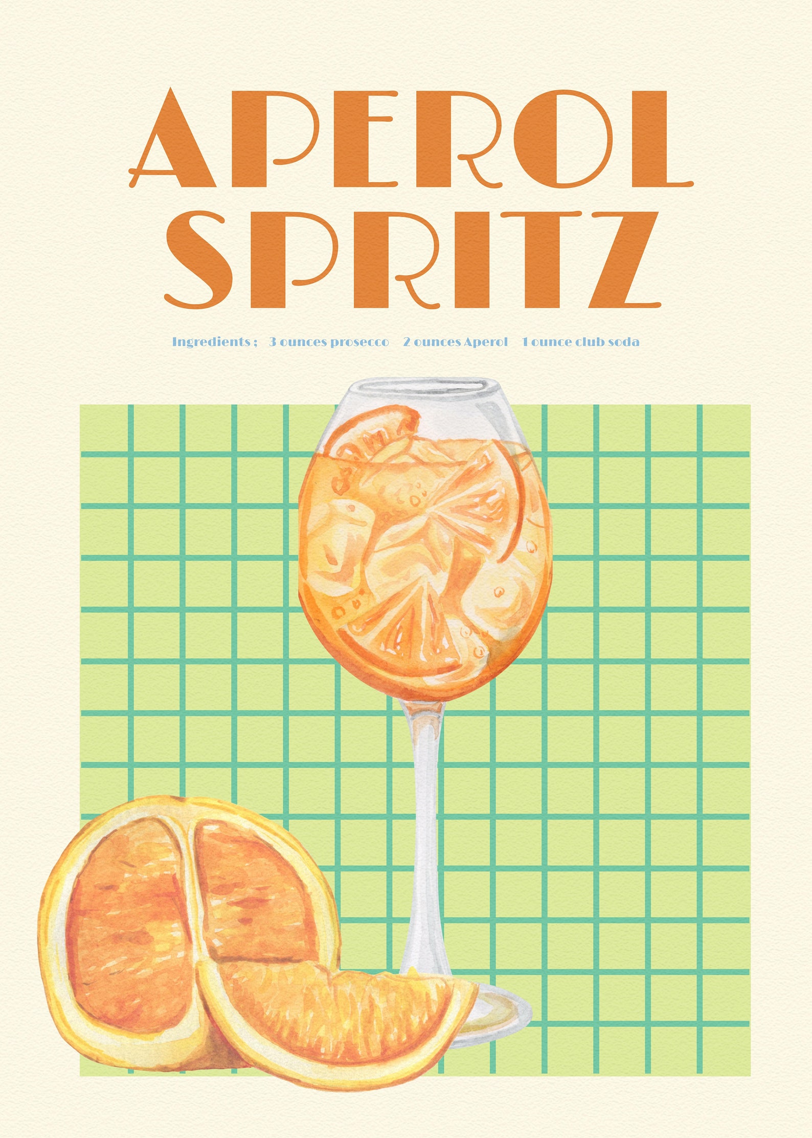 Watercolor Aperol Spritz Bar Cart Art aperol Spritz Printable - Etsy
