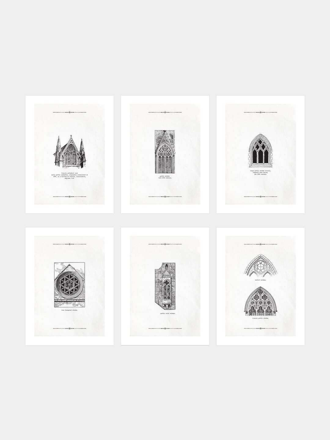 Gothic Architecture Print Windows of Cathedrals Poster Set of 6 ...