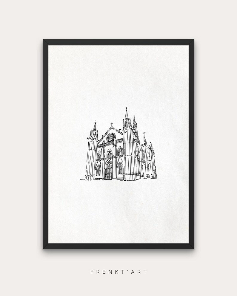 Gothic Cathedral Line Art Prints: Architectural Sketch Set of 13 ...
