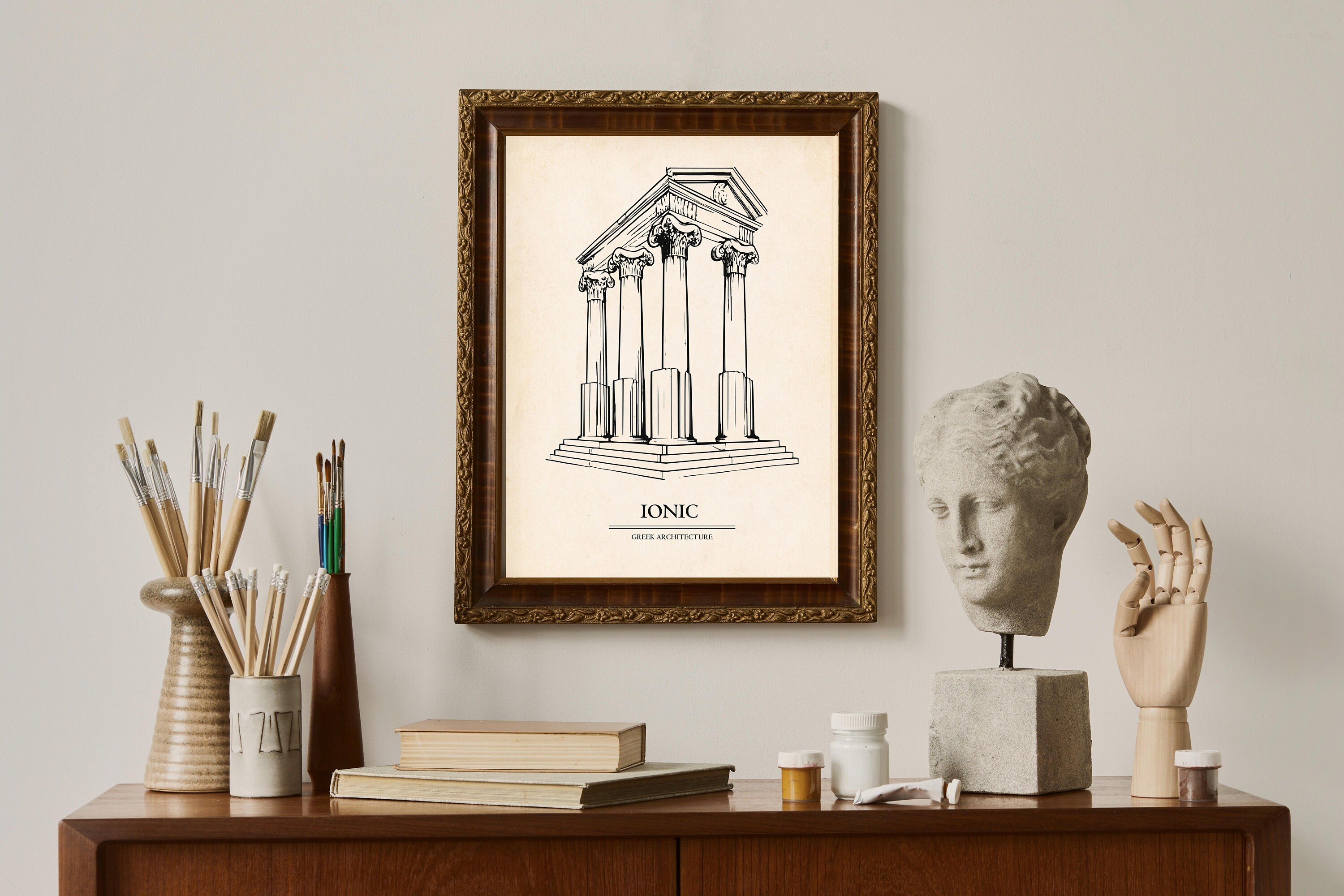 Ancient Greek Architecture Drawing Set of 5 | Ancient Architecture ...