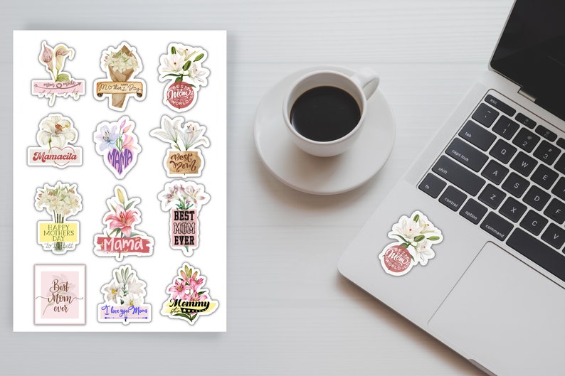 Mother's Day Printable Sticker PNG Lily Flower Printable - Etsy