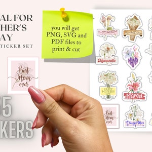 Mother's Day Printable Sticker PNG | Lily Flower Printable Sticker Set ...