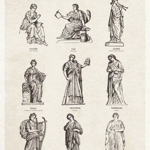 Greek Mythology Muses Art Prints: Ancient Goddess Poster Set (digital ...