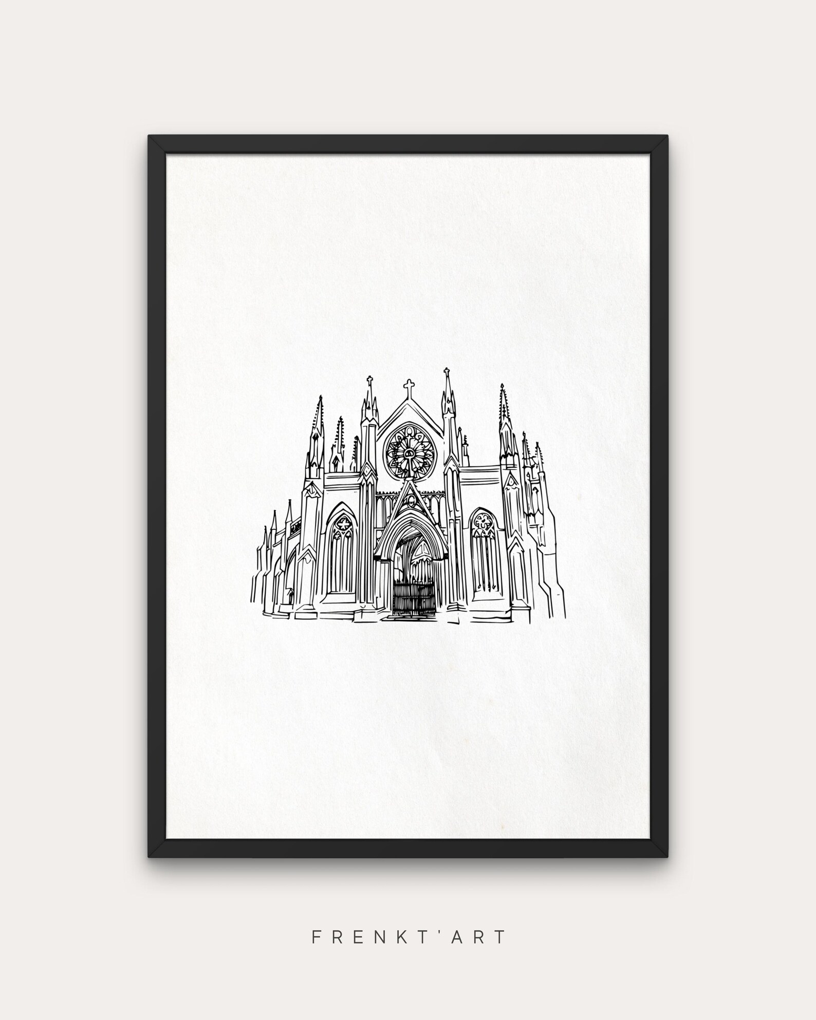 Gothic Cathedral Line Art Prints: Architectural Sketch Set of 13 ...