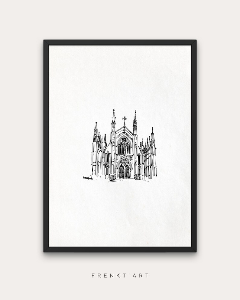 Printable Gothic Cathedral Architecture Line Art Sketches Sets of 13 ...