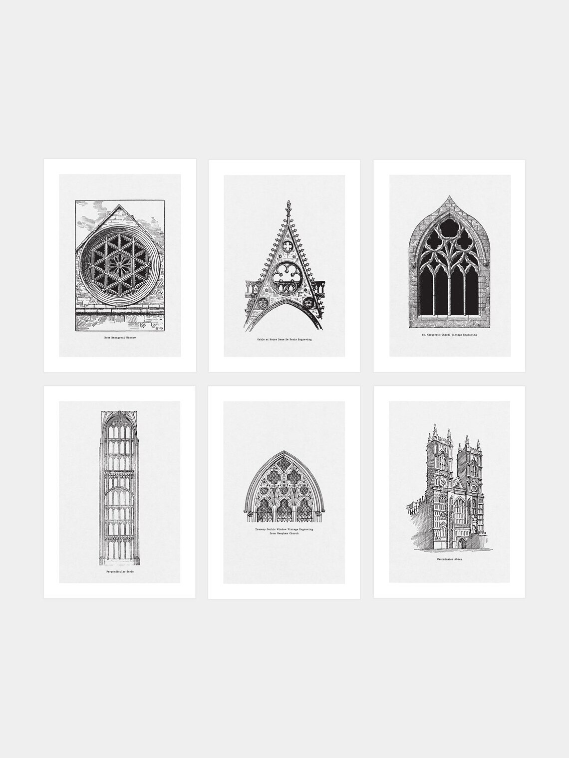Gothic Architecture Print Set: Ancient Building Drawings (digital ...