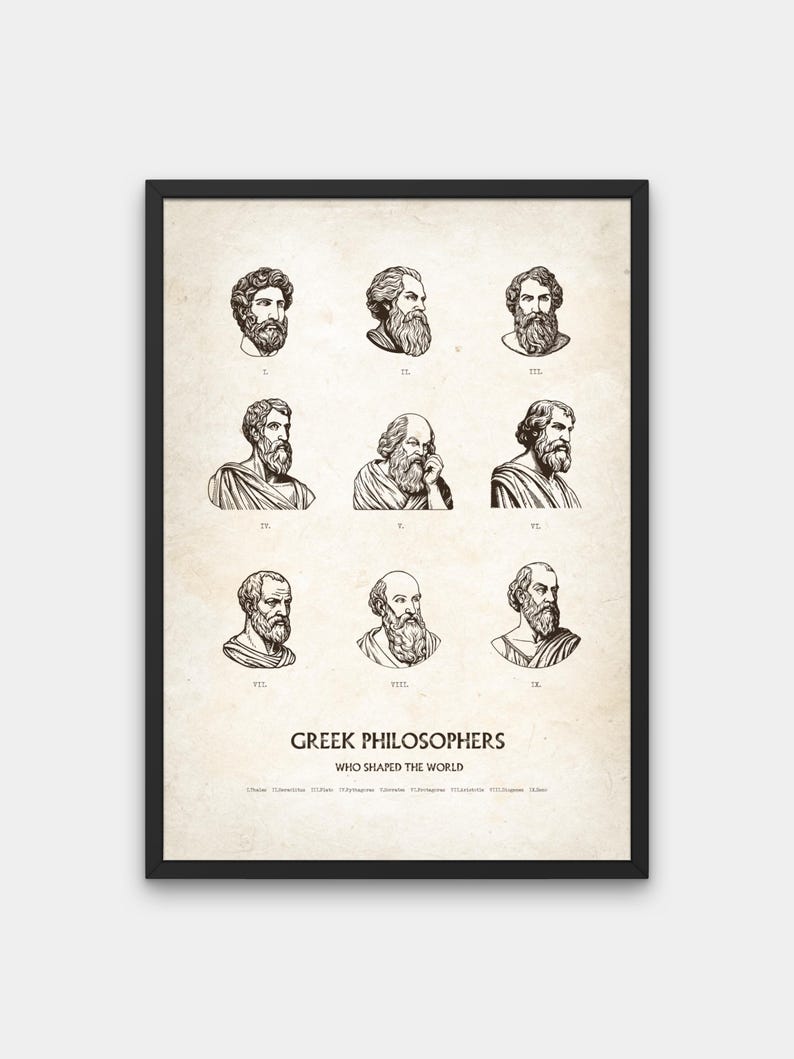 Ancient Greek Philosophers Poster | Illustration of Famous Greek ...