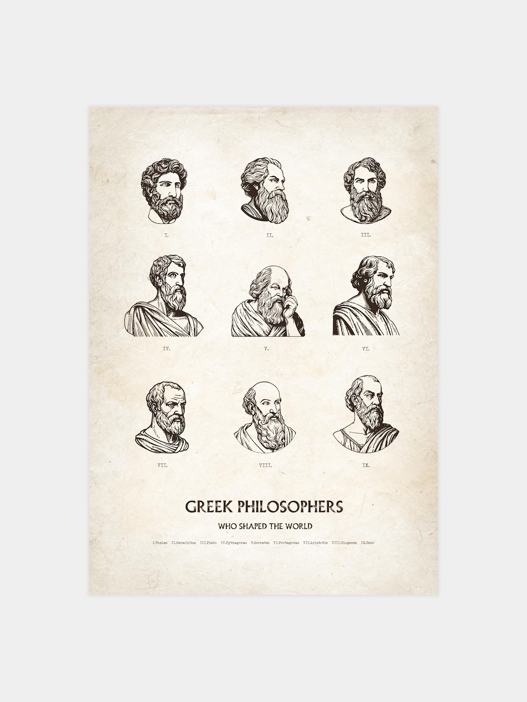 Ancient Greek Philosophers Poster | Illustration of Famous Greek ...