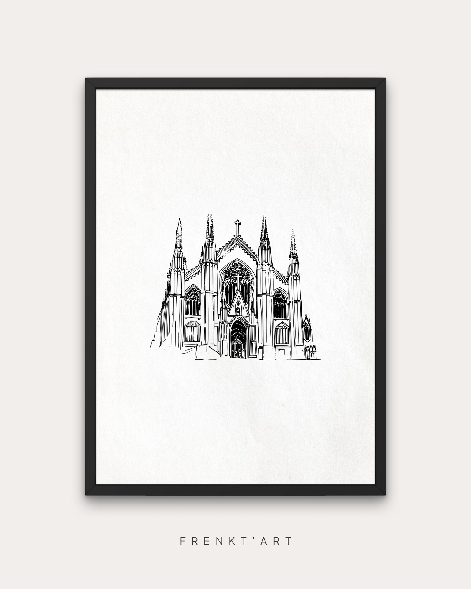 Gothic Cathedral Line Art Prints: Architectural Sketch Set of 13 ...