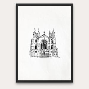 Gothic Cathedral Line Art Prints: Architectural Sketch Set of 13 ...