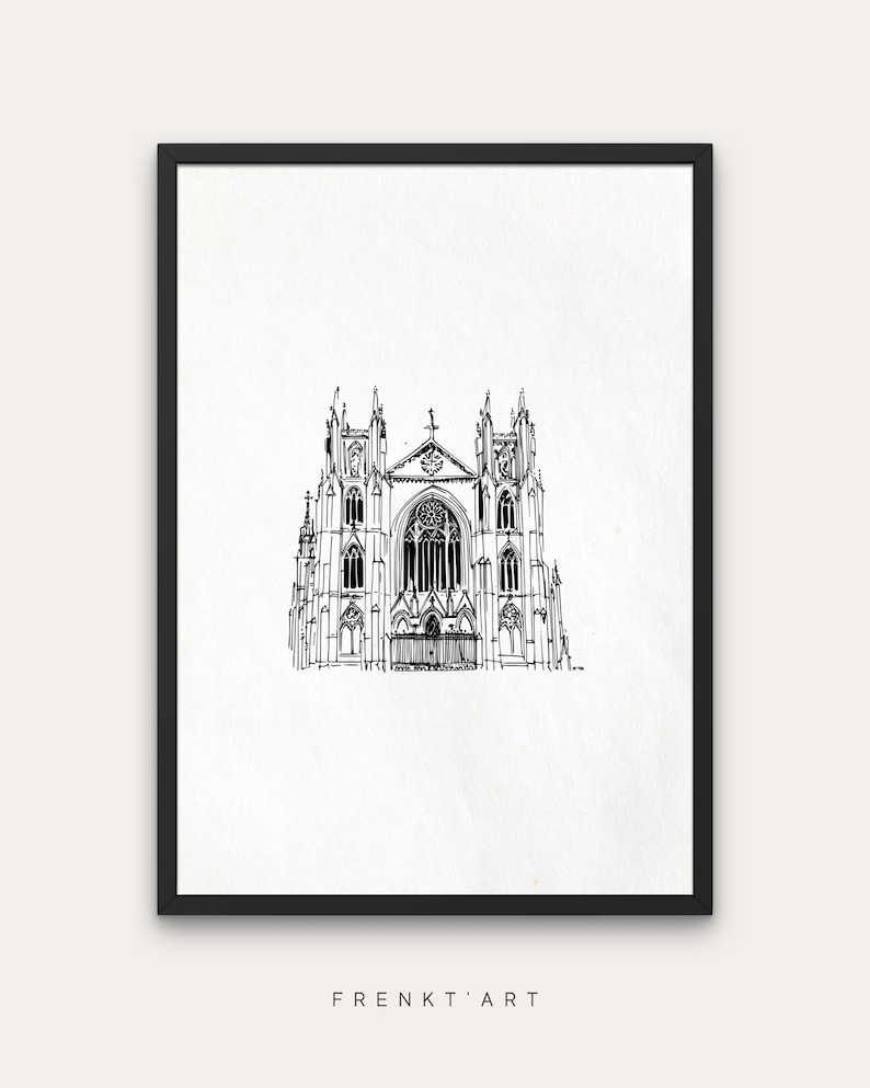 Printable Gothic Cathedral Architecture Line Art Sketches Sets of 13 ...