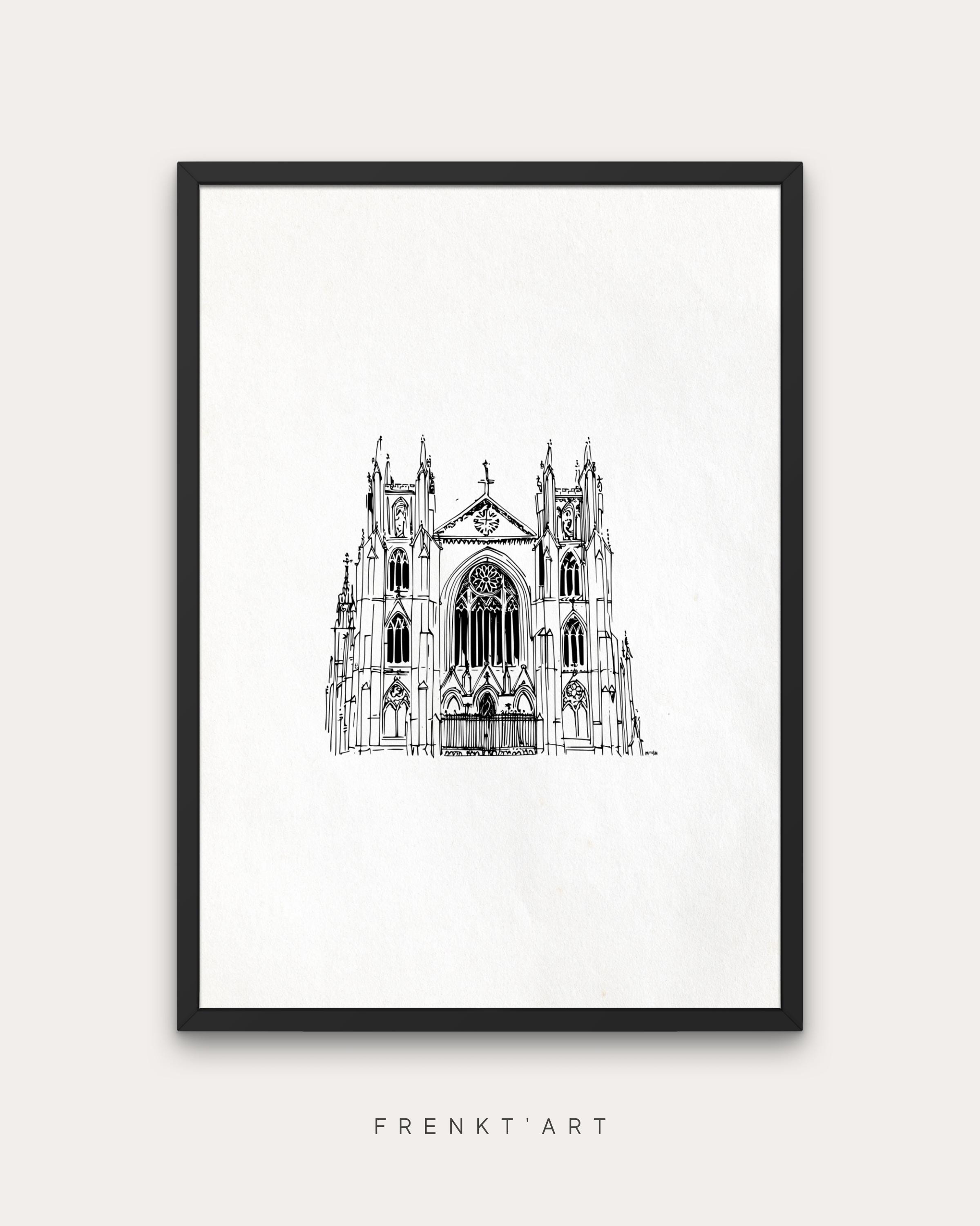 Gothic Cathedral Line Art Prints: Architectural Sketch Set of 13 ...
