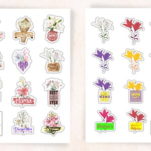 Mother's Day Printable Sticker PNG | Lily Flower Printable Sticker Set ...