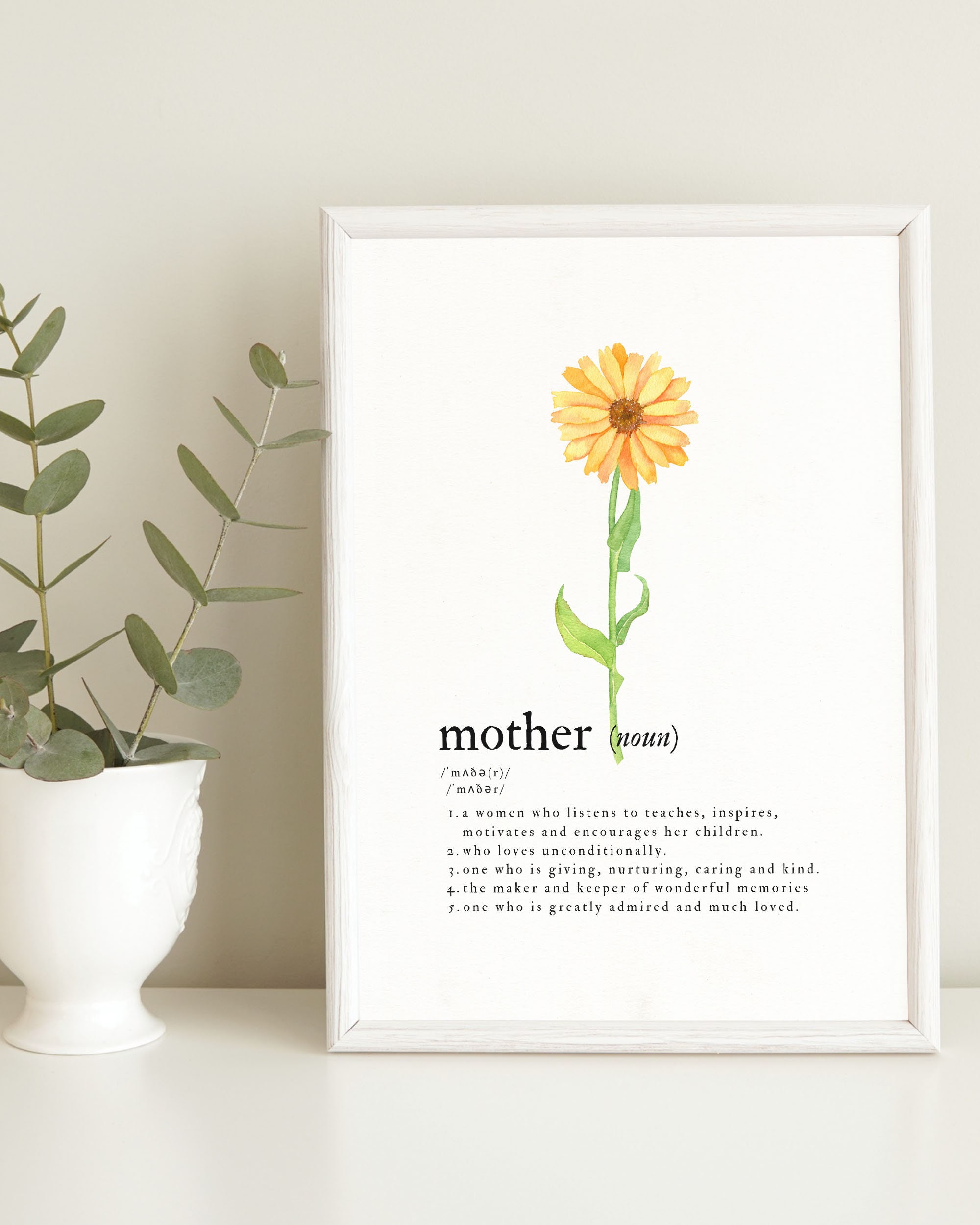 Mother Definition Printable Poster Wall Art | Mother Definition Floral ...