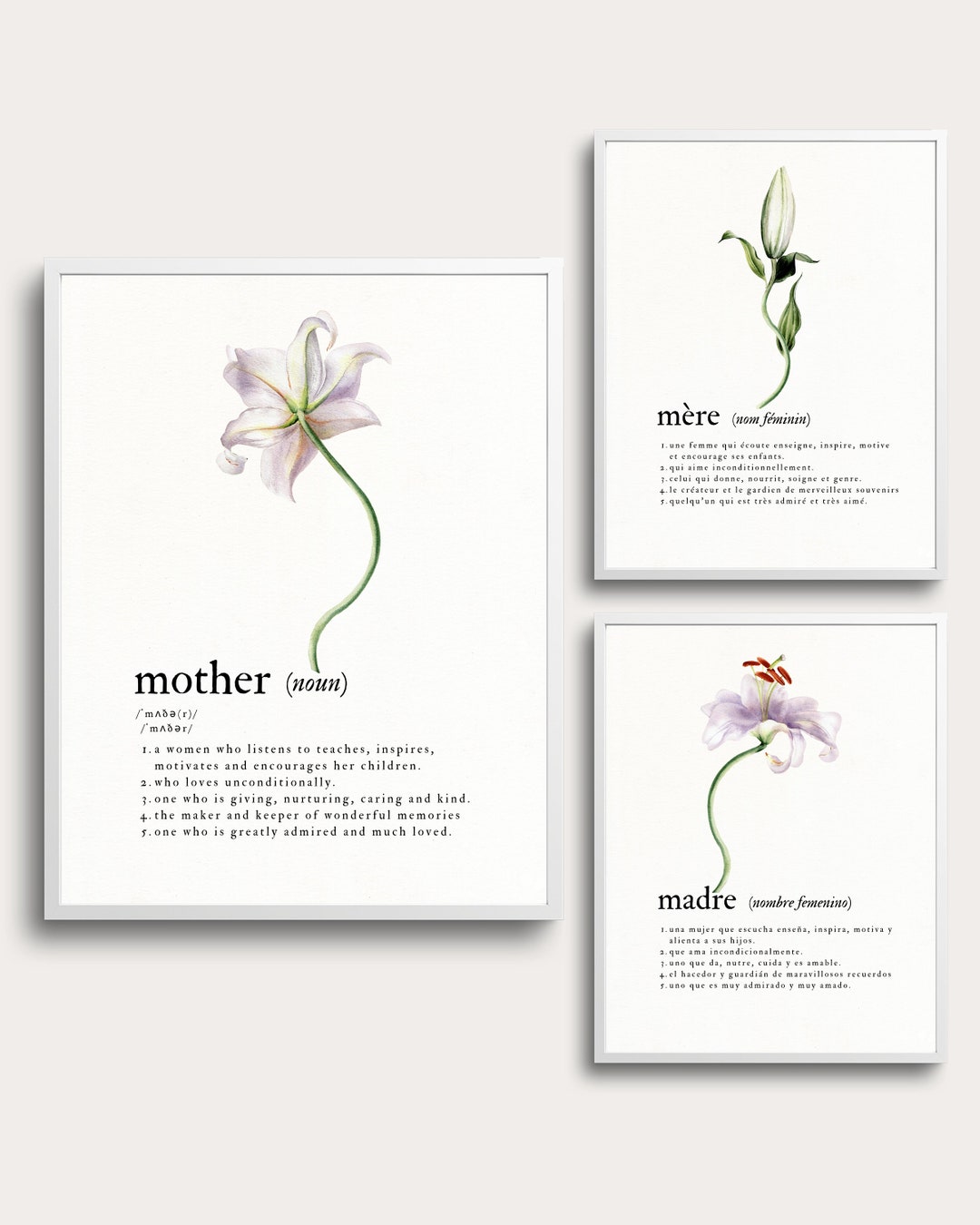 Mother Definition Printable Poster Wall Art| Mother Definition Floral ...
