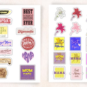 Mother's Day Printable Sticker PNG | Lily Flower Printable Sticker Set ...