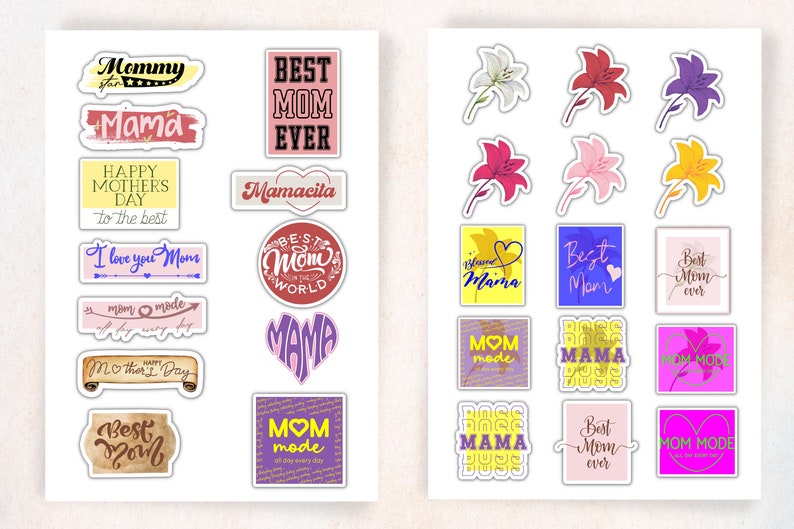 Mother's Day Printable Sticker PNG Lily Flower Printable - Etsy