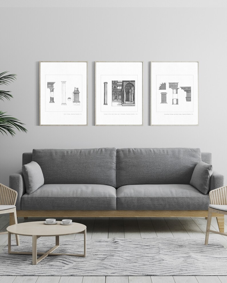 Baroque Style Architectural Drawing Print Set of 3 | Architectural ...