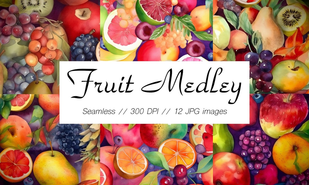 12 Fruit Medley Seamless Patterns - Instant Download Printable Fruit ...
