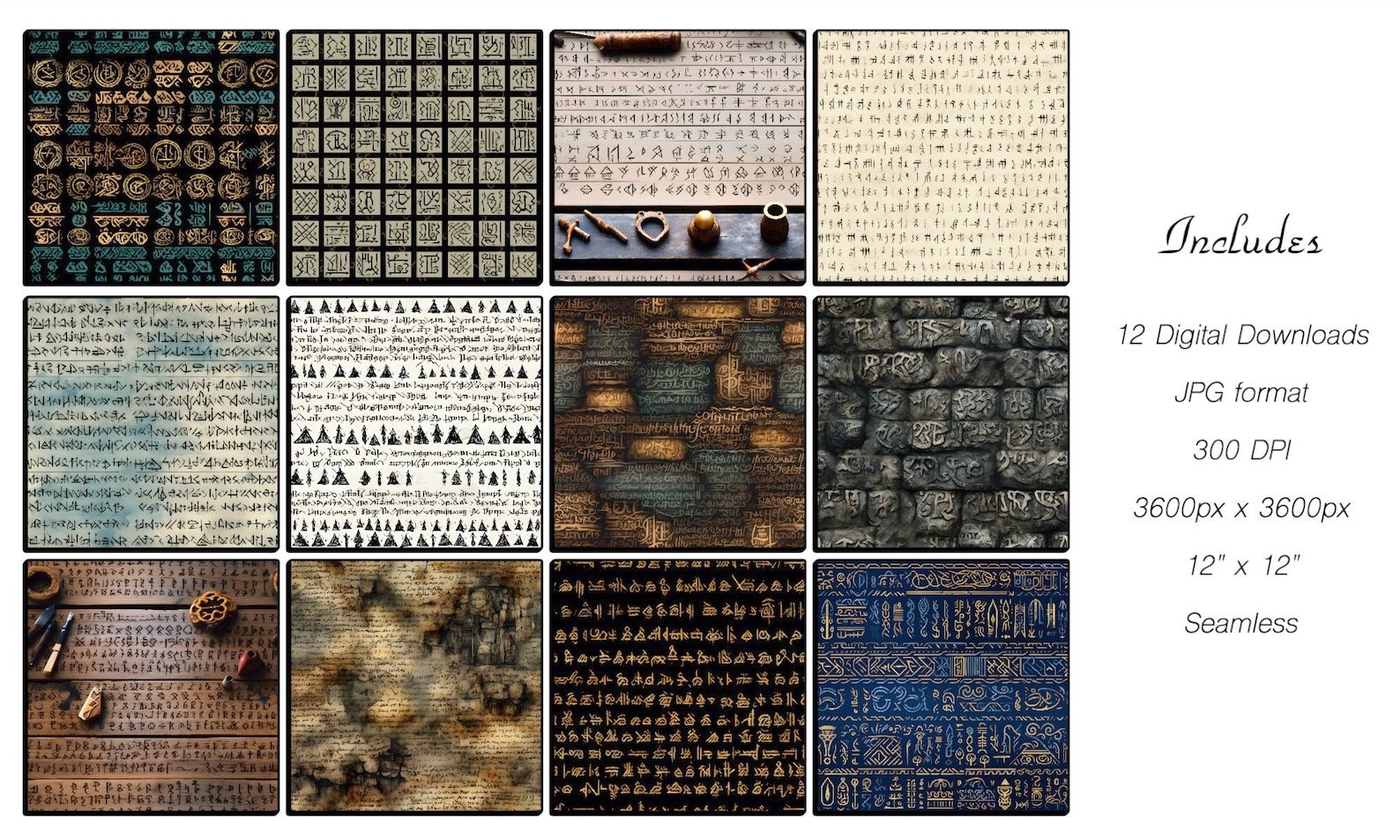 12 Lord of the Rings Dwarf Runes Seamless Patterns - Instant Download ...