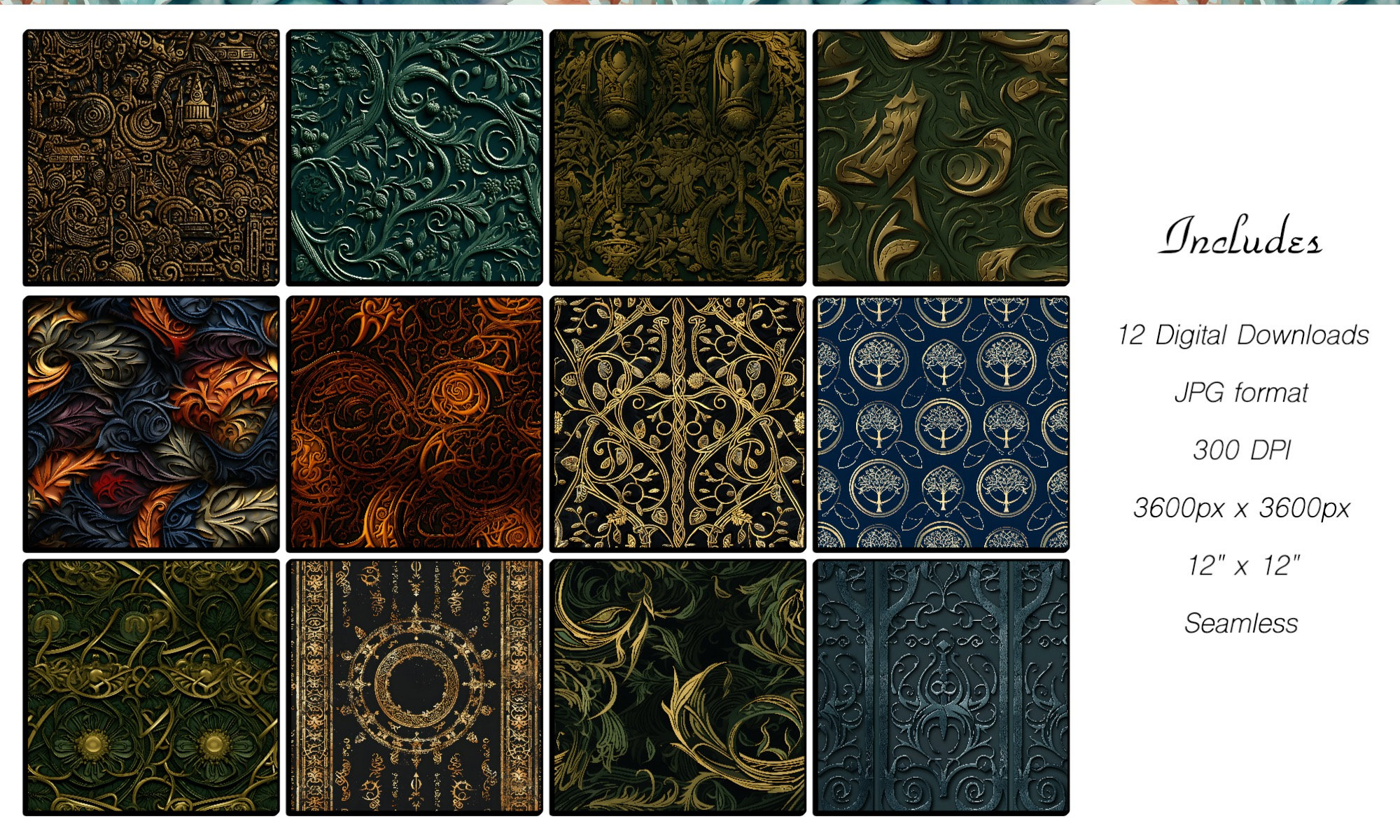 12 Lord of the Rings Seamless Patterns - Instant Download Printable ...